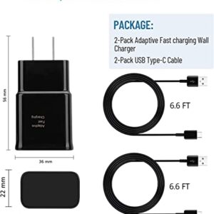 Android Phone Charger, Samsung Charger Fast Charging with 6.6FT Cable for Samsung Galaxy S23/S23 Ultra/S22/S21/S20/S20+/S10/S10+/S10e/S9/S9+/S8/S8Plus/Edge/Active/Note 8/9/10/20(2 Pack)