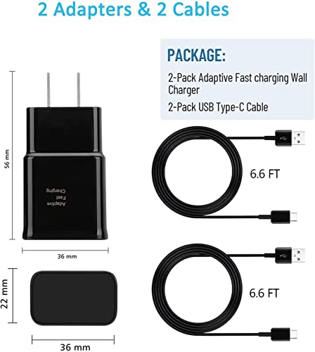 Android Phone Charger, Samsung Charger Fast Charging with 6.6FT Cable for Samsung Galaxy S23/S23 Ultra/S22/S21/S20/S20+/S10/S10+/S10e/S9/S9+/S8/S8Plus/Edge/Active/Note 8/9/10/20(2 Pack)