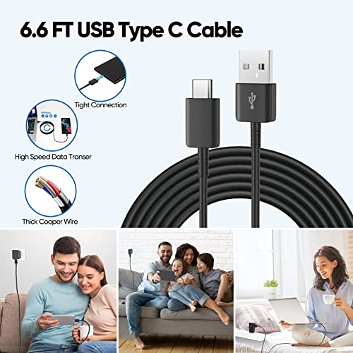 Android Phone Charger, Samsung Charger Fast Charging with 6.6FT Cable for Samsung Galaxy S23/S23 Ultra/S22/S21/S20/S20+/S10/S10+/S10e/S9/S9+/S8/S8Plus/Edge/Active/Note 8/9/10/20(2 Pack)