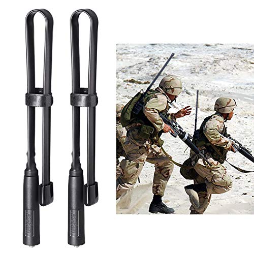 Bingfu Foldable CS Tactical SMA Female Ham Radio Antenna 2-Pack Dual Band VHF UHF 136-520MHz 18.5 inch Antenna for Kenwood Baofeng BF-F8HP UV-5R UV-82 BF-888S GT-3 Ham Two Way Radio Walkie Talkie