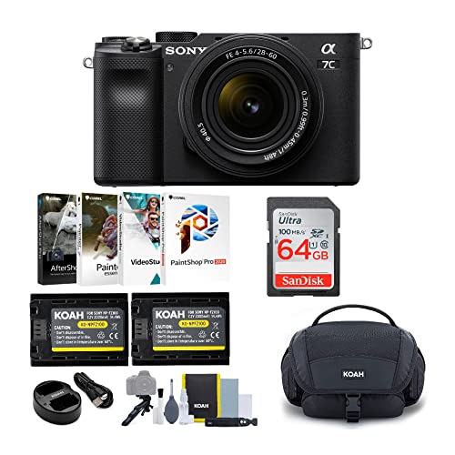 Sony Alpha a7C Full-Frame Compact Mirrorless Camera with FE 28-60mm Lens (Black) Essentials Bundle (5 Items)