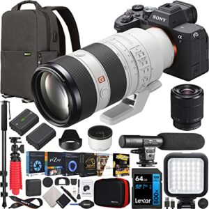 sony a7 iv full frame mirrorless camera body with 2 lens kit fe 70-200mm f2.8 gm oss ii g master + 28-70mm ilce-7m4k/b + sel70200gm2 bundle w/deco gear backpack + monopod+2 battery, led & accessories