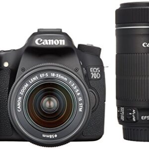 Canon EOS 70D with 18-55mm STM and 55-250mm STM Lenses - International Version