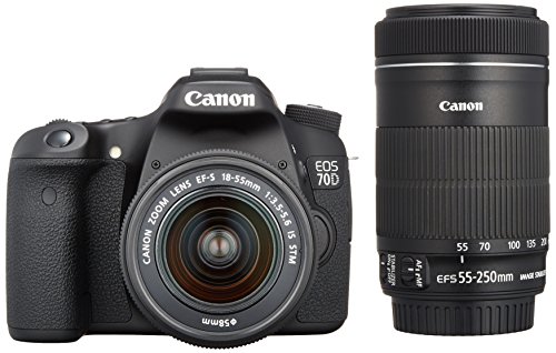 Canon EOS 70D with 18-55mm STM and 55-250mm STM Lenses - International Version