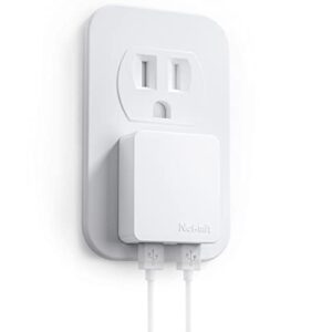 nekmit dual port ultra thin flat usb wall charger with smart ic, white