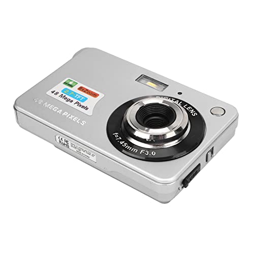 Jopwkuin Digital Camera, Built in Fill Light 2.7in LCD 4K Vlogging Camera Portable for Shooting(Silver)