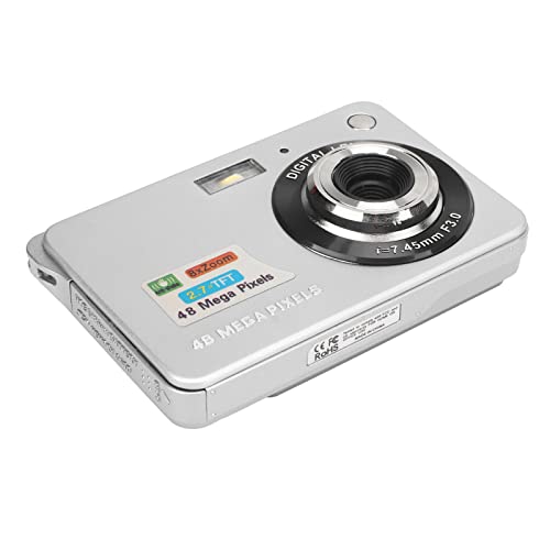 Jopwkuin Digital Camera, Built in Fill Light 2.7in LCD 4K Vlogging Camera Portable for Shooting(Silver)