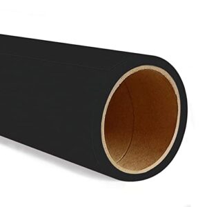 phsureo seamless photo photography backdrop paper, black photo background paper roll (53”x16′, 45 ultra black)