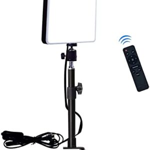 LED Desk Bi-Color Video Light, Key Light with C-Clamp Stand, 2700K-5700K Dimmable, Wireless Remote, Studio Photography Lighting