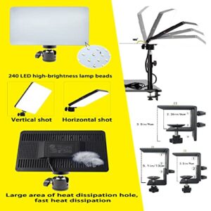 LED Desk Bi-Color Video Light, Key Light with C-Clamp Stand, 2700K-5700K Dimmable, Wireless Remote, Studio Photography Lighting