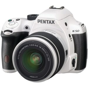 pentax k-50 16mp digital slr camera kit with da l 18-55mm wr f3.5-5.6 and 50-200mm wr lenses (white)