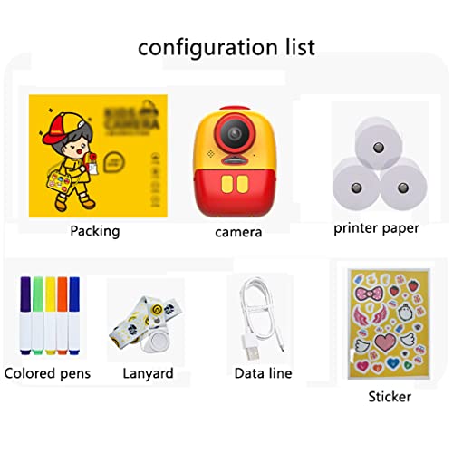 SHIJIANX Instant Print Camera for Kids, Digital Selfie Camera Dual Lens,Zero Ink 1080p Video,with Color Paintbrush,Portable Rechargeable Digital Camera Print Toys Gifts for Children Boys Girls