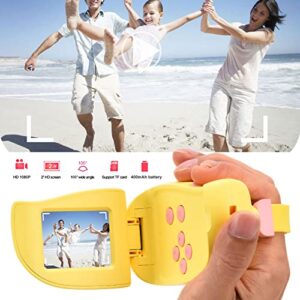 HD Digital Camera, ABS Safe Cute 400mAh Battery Children Digital Camera 100° Viewing Angle for Gift for Toy(Yellow)