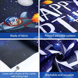 Outer Space Happy Birthday Photography Background Astronaut Rocket Backdrop Banner Astrology Astronomy Planet Galaxy Photo Background for Children's Birthday Galaxy Planet Party Photo Booth Backdrop