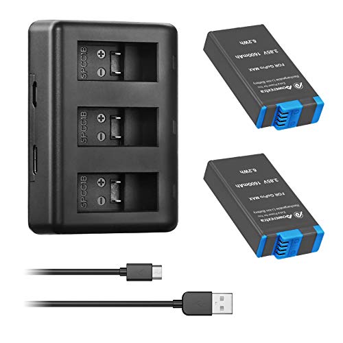 Powerextra Max Battery and Rapid 3-Channel USB Charger Compatible with GoPro MAX 360 Battery and GoPro MAX ACDBD-001 ACBAT-001 - Battery Fully Decoded