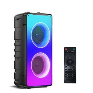 bluetooth speakers, 60w(80w peak) portable loud wireless stereo speaker with rich bass, bluetooth 5.0, fm radio, colorful lights, tws pairing, 10000mah battery, outdoor speaker for home party gifts