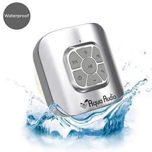 Gideon Portable Waterproof Bluetooth Speaker with Suction Cup - 10 Hours Playtime/Built-in Mic (Silver)