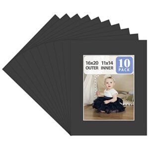 golden state art, pack of 10 16×20 black picture mats with white core bevel cut for 11×14 pictures