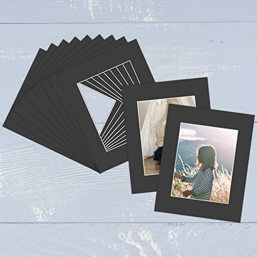 Golden State Art, Pack of 10 16x20 Black Picture Mats with White Core Bevel Cut for 11x14 Pictures