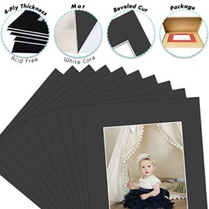 Golden State Art, Pack of 10 16x20 Black Picture Mats with White Core Bevel Cut for 11x14 Pictures