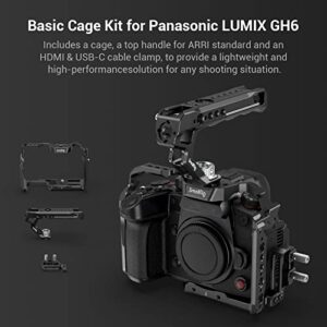 SmallRig GH6 Cage Kit for Panasonic LUMIX GH6 with an HDMI & USB-C Cable Clamp and a Top Handle - 3441