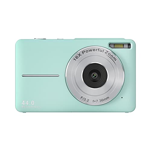 Digital Camera, Kids Camera FHD 1080P 4400 MegaPixels Vlogging Camera with 16X Digital Zoom, LCD Screen, Compact Portable Mini Cameras, Anti-Shake Proof Home Camerafor Kids, Teens, Students (Green)