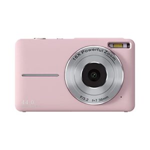 digital camera, kids camera fhd 1080p 4400 megapixels vlogging camera with 16x digital zoom, lcd screen, compact portable mini cameras, anti-shake proof home camerafor kids, teens, students (pink)