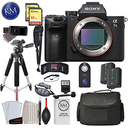 Sony Alpha a7 III Mirrorless Digital Camera - Body Only with Deluxe Striker Bundle: Includes – Memory Cards, Large Tripod, Camera Bag, Extra Battery, Cleaning Kit, and More