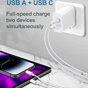 USB C Wall Charger, GLUGRU 3-Pack 20W Type C Fast Charger Block Plug Adapter Dual Port PD + Quick Charger USBC Charging Brick Cube for iPhone 14 13 12 Pro Max Mini 11 SE XS X, Pad, AirPods, Samsung