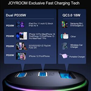 70W USB C Car Charger, JOYROOM Dual PD35W & QC3.0 Super Fast Charging, Compatible with iPhone 14 Pro Max/14 Plus/13 Pro Max/iPad Pro, Samsung Galaxy S23 Ultra/S22/S21, Google Pixel