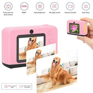 Aoutecen Anti‑Drop Children Camera, 20MP HD Children Camera IPS Screen Anti‑Drop for Gift(Pink)