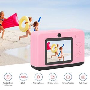 Aoutecen Anti‑Drop Children Camera, 20MP HD Children Camera IPS Screen Anti‑Drop for Gift(Pink)