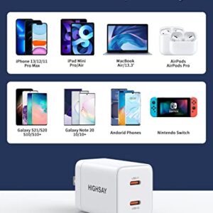 USB C Charger Block PD 3.0 Double C Charger Block 40W Fast Charger Dual USB C Wall Plug w/Foldable Plug, 2-Port (20W+20w) Charger Block USB C for iPhone 14/13 Pro Max, iPad, Galaxy, Pixel etc.