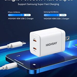 USB C Charger Block PD 3.0 Double C Charger Block 40W Fast Charger Dual USB C Wall Plug w/Foldable Plug, 2-Port (20W+20w) Charger Block USB C for iPhone 14/13 Pro Max, iPad, Galaxy, Pixel etc.