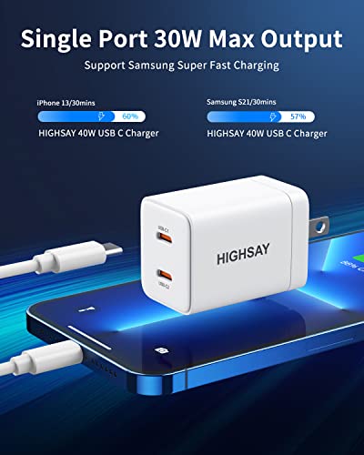 USB C Charger Block PD 3.0 Double C Charger Block 40W Fast Charger Dual USB C Wall Plug w/Foldable Plug, 2-Port (20W+20w) Charger Block USB C for iPhone 14/13 Pro Max, iPad, Galaxy, Pixel etc.