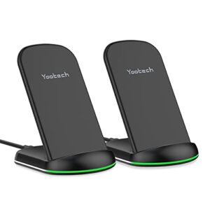 yootech [2 pack] wireless charger,10w max wireless charging stand,compatible with iphone 14/14 plus/14 pro/14 pro max/13/13 mini/13 pro max/se 2022/12/11/x/8,galaxy s22/s21/s20/s10(no ac adapter)