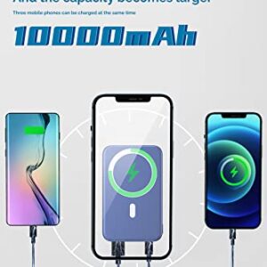 DEKSMO Wireless Power Bank 10000mAh Fast Charging,Slim Magnetic Portable Charger USB C PD 22.5W,Small LED Display QC3.0 External Battery Pack for iPhone 13/12/11/10 Pro Max/Mag-Safe/Samsung/Phones