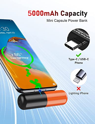 Cute Portable Charger for Android Phone 5000mAh Mini Power Bank USB C Compatible with Samsung Galaxy S22 Z Flip3 S20,S10,S9,S8,Note 20/10/9/8,Moto Z3/2,LG V35/G8/7/5,Nintendo Switch,Google Phone etc