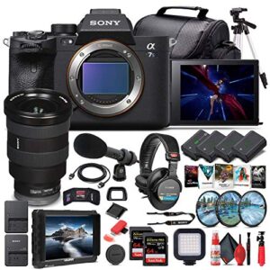 sony alpha a7s iii mirrorless digital camera (body only) (ilce7sm3/b) + sony fe 16-35mm lens + 4k monitor + pro headphones + pro mic + 2 x 64gb memory card + 3 x np-fz-100 battery + more (renewed)