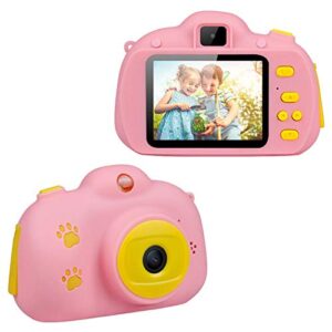 kids camera 1080p hd digital video 8mp camera 2-inch ips screen selfie micro camera with 32gb sd card rechargeable children camera birthday new year toy gifts (pink)