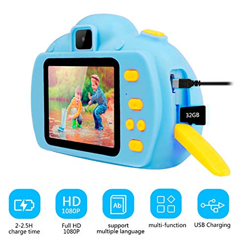 Kids Camera 1080p Hd Digital Video 8mp Camera 2-inch IPS Screen Selfie Micro Camera with 32gb Sd Card Rechargeable Children Camera Birthday New Year Toy Gifts (Pink)