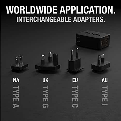 NOCO U65 65W USB-C Charger, Power Delivery (PD) Fast Charger, Portable Micro Wall Charger and International Travel Charger with Interchangeable Plugs for Apple, Google, Samsung, Microsoft and More