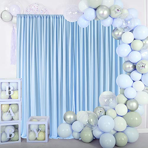 Baby Blue Backdrop Curtain for Baby Shower Parties Wrinkle Free Light Blue Curtains Backdrop Drapes Fabric Decoration for Birthday Party Photography 5ft x 7ft,2 Panels