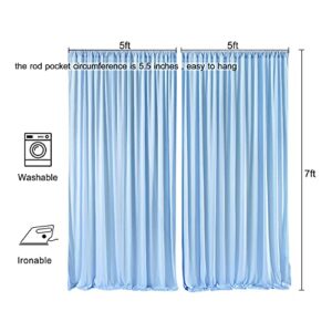 Baby Blue Backdrop Curtain for Baby Shower Parties Wrinkle Free Light Blue Curtains Backdrop Drapes Fabric Decoration for Birthday Party Photography 5ft x 7ft,2 Panels