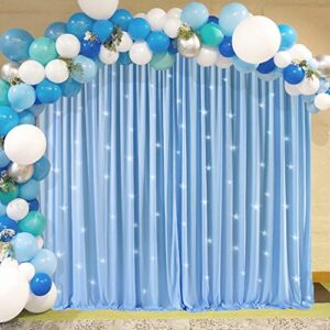 Baby Blue Backdrop Curtain for Baby Shower Parties Wrinkle Free Light Blue Curtains Backdrop Drapes Fabric Decoration for Birthday Party Photography 5ft x 7ft,2 Panels