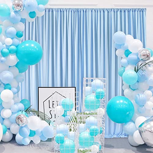 Baby Blue Backdrop Curtain for Baby Shower Parties Wrinkle Free Light Blue Curtains Backdrop Drapes Fabric Decoration for Birthday Party Photography 5ft x 7ft,2 Panels