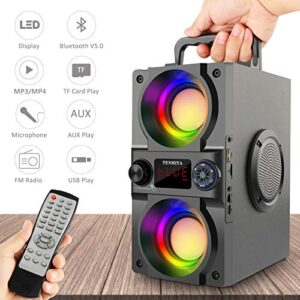 Bluetooth Speaker, 40W (60W Peak) Portable Wireless Speaker with Colorful Lights, Double Subwoofer Heavy Bass, FM Radio, MP3 Player, Bluetooth 5.0, Loud Stereo Speaker for Home Outdoor Party Camping