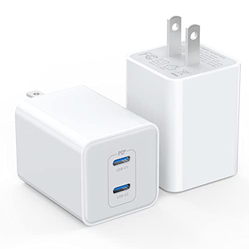 USB C Wall Charger 40W, 2 Pack Dual Port 20W PD 3.0 Type C Fast Charging Block, Durable Compact Power Adapter for iPhone 11/12/13/14 /Pro Max, XS/XR/X, iPad Pro, AirPods Pro, Samsung Galaxy(White)