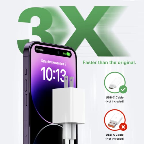 USB C Wall Charger 40W, 2 Pack Dual Port 20W PD 3.0 Type C Fast Charging Block, Durable Compact Power Adapter for iPhone 11/12/13/14 /Pro Max, XS/XR/X, iPad Pro, AirPods Pro, Samsung Galaxy(White)