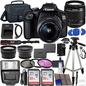 canon eos 2000d (rebel t7) dslr camera with ef-s 18-55mm f/3.5-5.6 dc iii lens & accessory bundle – includes: 2x 32gb sdhc memory card, extended life battery, case, filters, auxiliary lenses & more